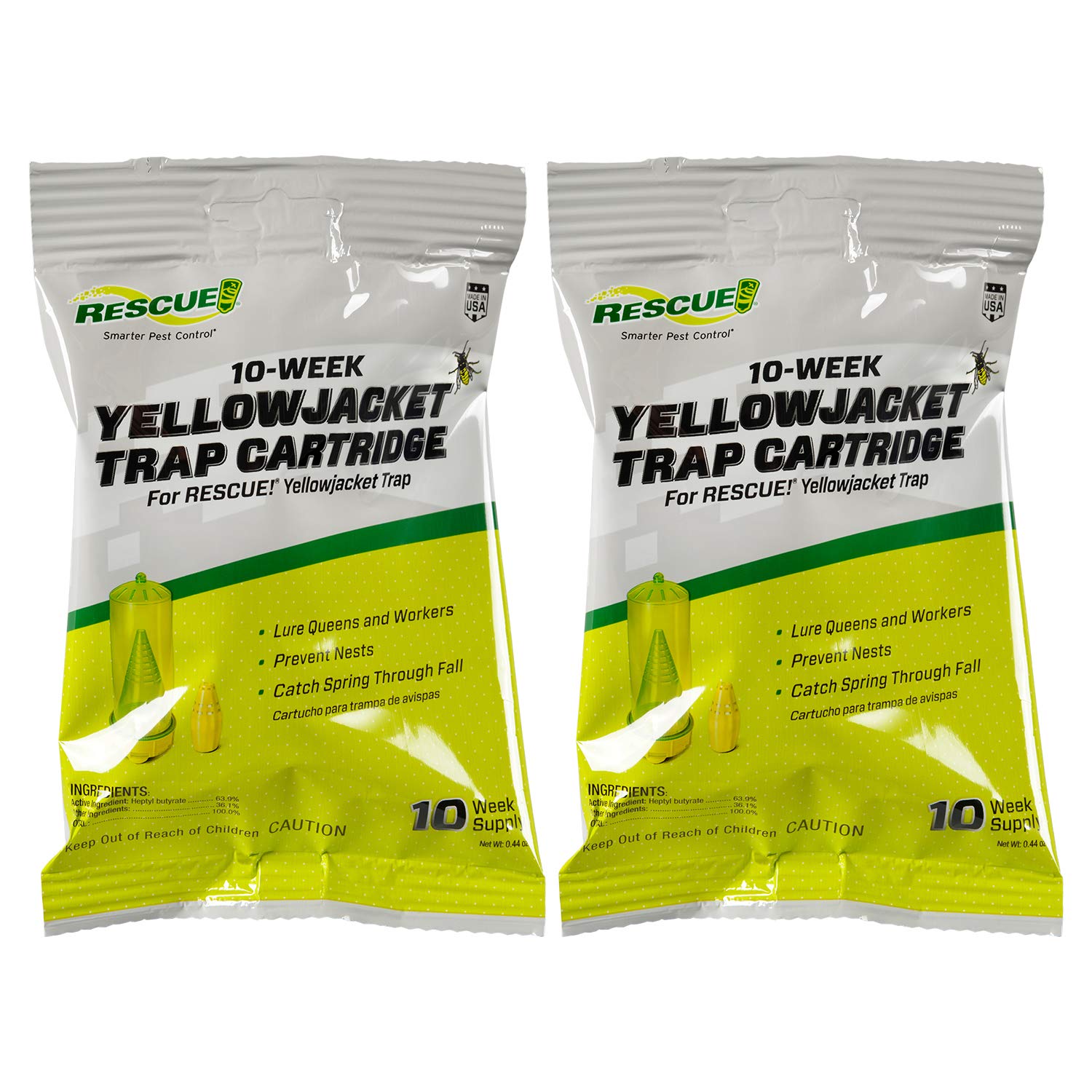 RESCUE! Yellowjacket Attractant Cartridge (10 Week Supply) β for RESCUE! Reusable Yellowjacket Traps - (2 Pack)