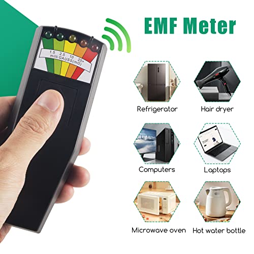 Jahy2Tech 5 Scales EMF Meters Magnetic Field Detector Ghost Hunting Paranormal Equipment Tester Counter Portable for Home Office Outdoor