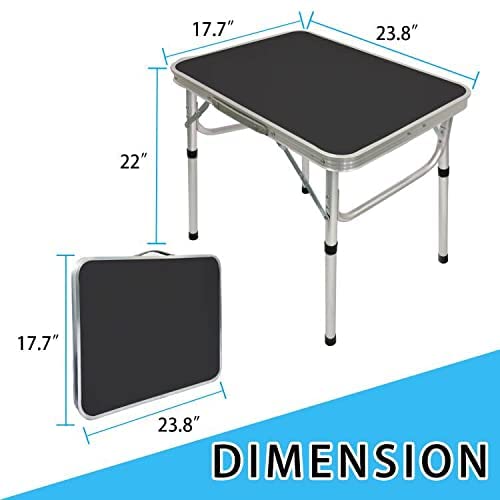 Gocamptoo Aluminum Small Folding Camping Table2 Feet,Adjustable Height Lightweight Portable Work Desk for Indoor Outdoor Picnic Party Dining Camping Meeting (Black)
