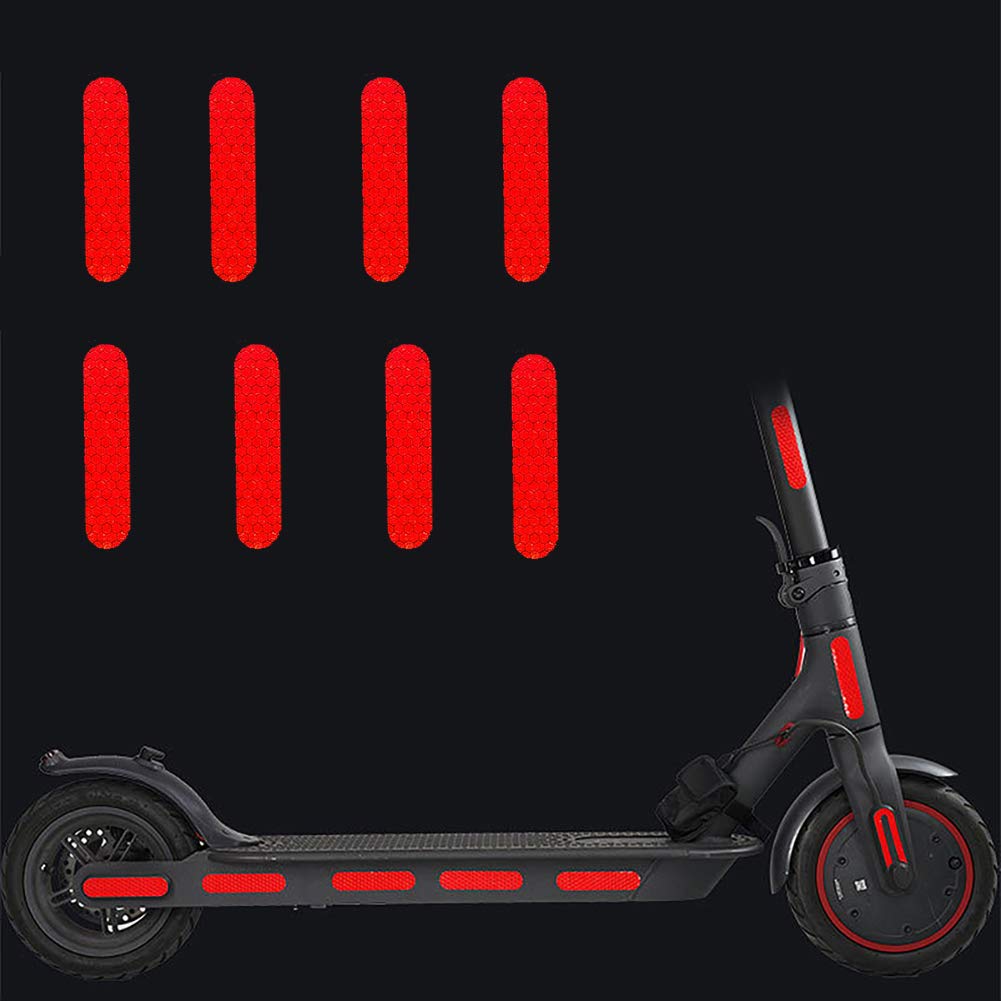 FAFAHOUSE 20 PCS Universal Self-Adhesive Night Reflective Stickers for Electric Scooter Waterproof Warning Strip for Scooter Decoration Accessories