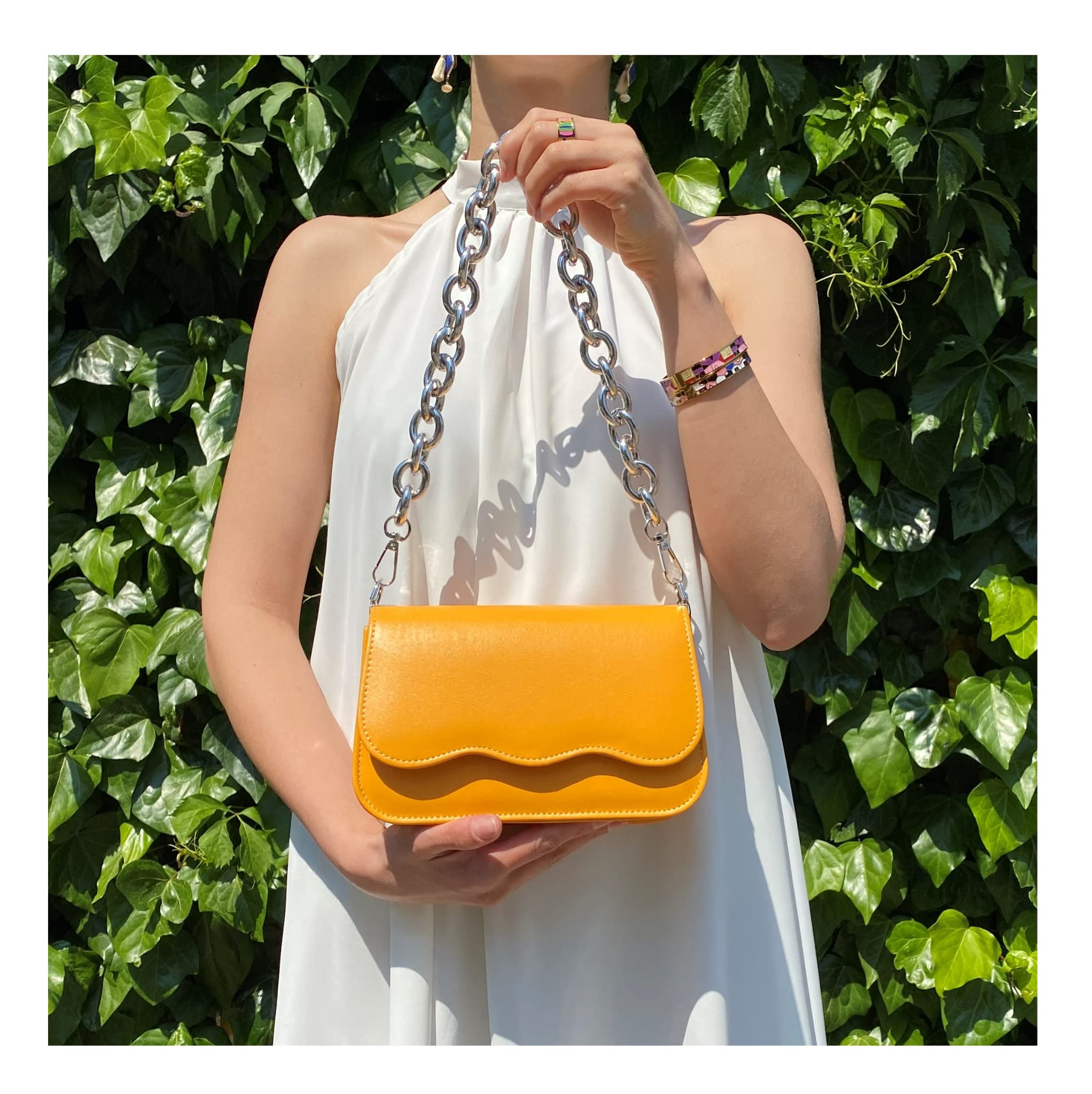 Handbag Womens,Women Shoulder Bag,Vegan Leather Handmade Woman Bag,Completely Handcrafted, Trendy (Yellow)