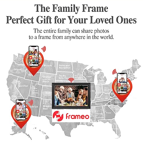 Digital Picture Frames Load from Phone, Frameo 10.1 inch Smart WiFi Digital Photo Frames You Can Send Pictures to, 1280x800 IPS LCD Touch Screen, Built in 32GB, Gift for Friends and Family…