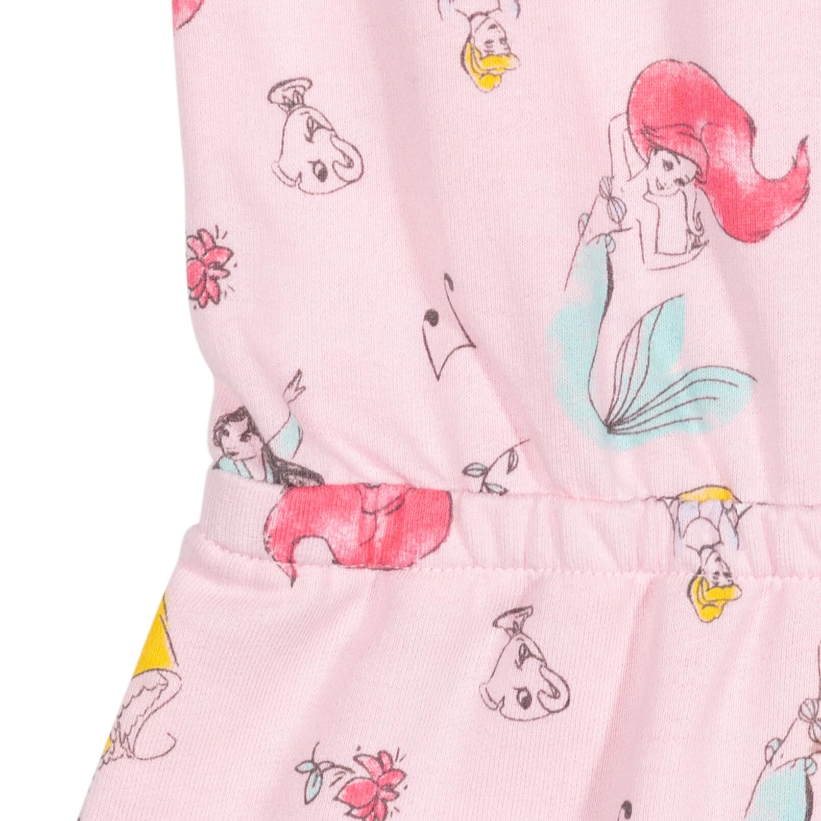 Disney Princess Mulan Belle Ariel Cinderella Little Girls Sleeveless Romper Pink 7-8