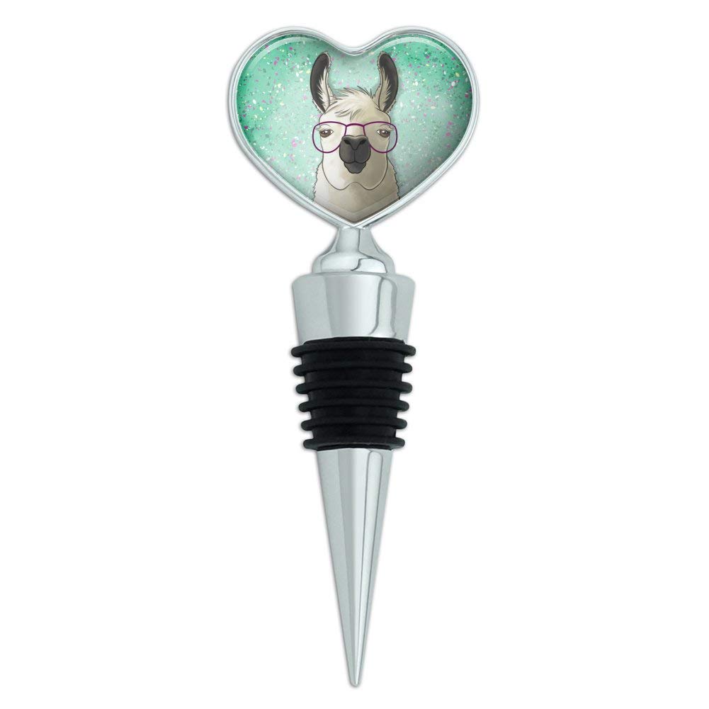 Hip Llama with Glasses Heart Love Wine Bottle Stopper