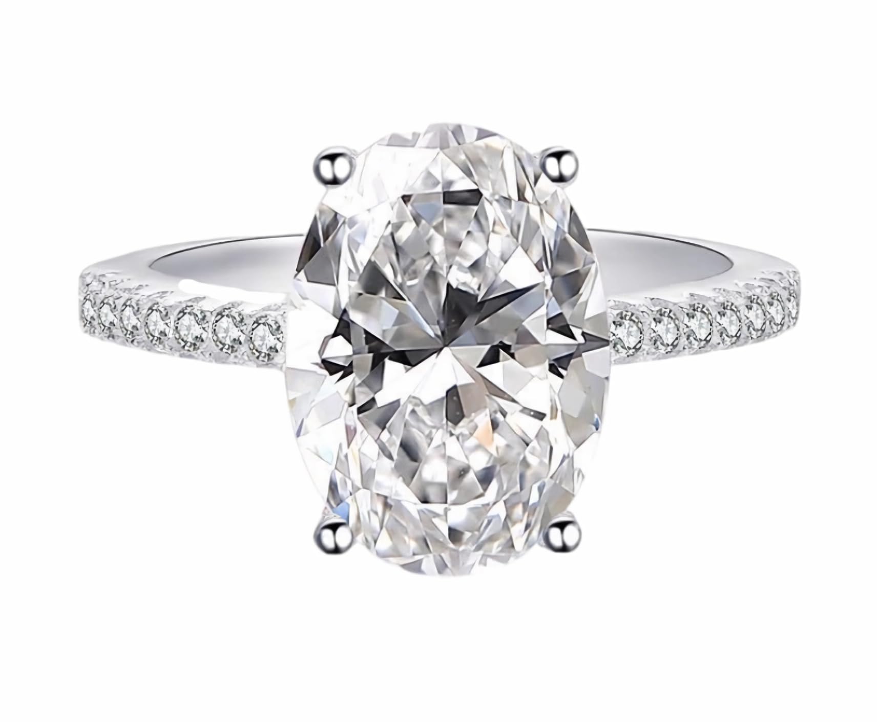 FLYYQMIAO 925 Silver 3CT Engagement Rings Oval Cut Cubic Zirconia CZ Wedding Promise Rings for Her Stunning Bands Anniversary Solitaire CZ Simulated Diamond Ring for Women Size 6-10 (7#)