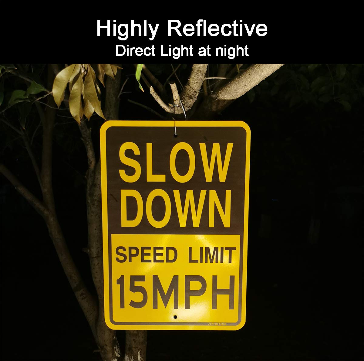 Joffreg Slow Down Speed Limit 15 MPH Sign,17 x12 Inches,Reflective Aluminum (2 Pack)