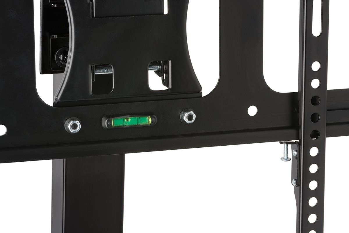 Displays2go Television Stand with Floor Mount, Steel Construction, Horizontal Orientation β Black (TVSVM3270B)