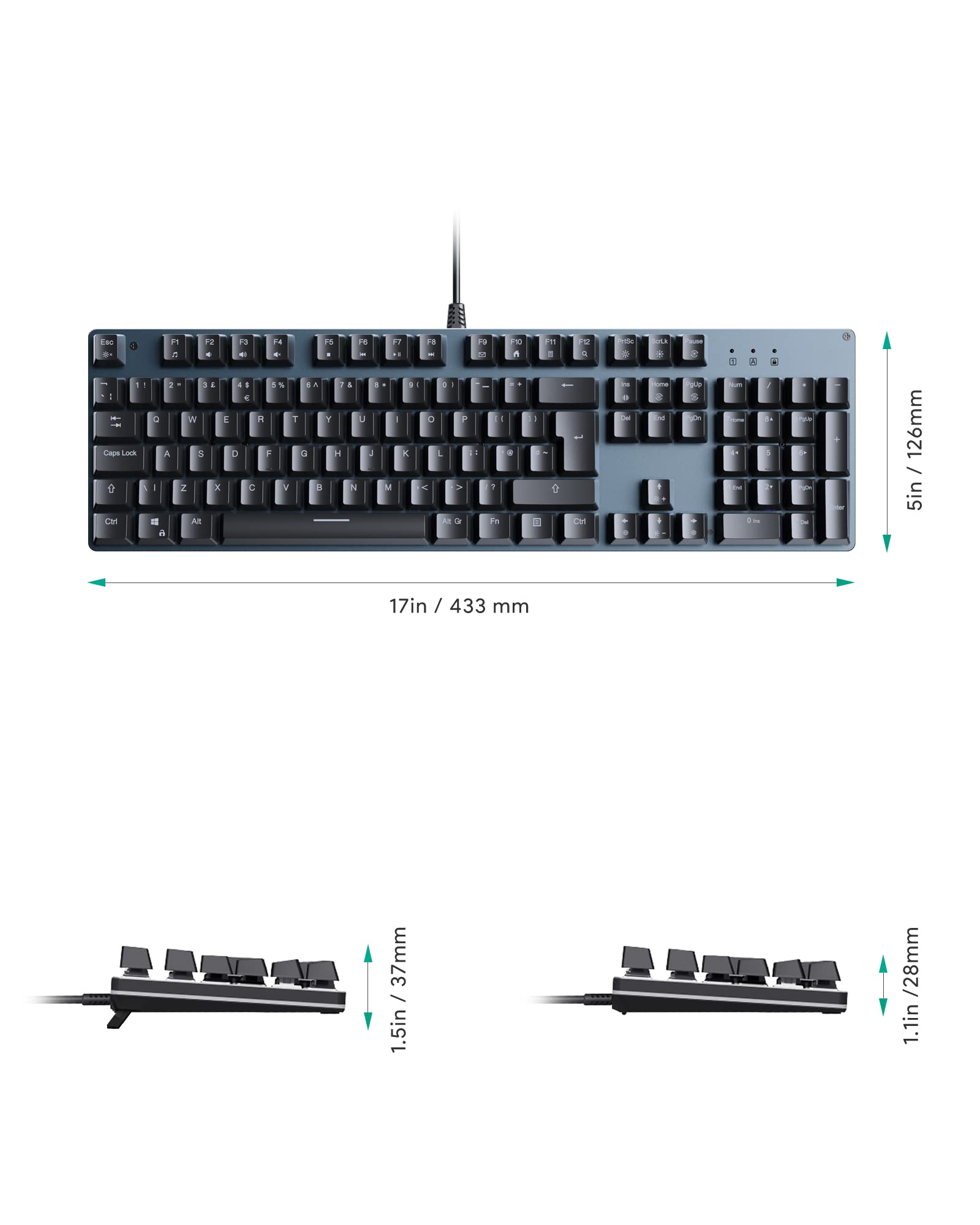 Mechanical Keyboard RGB 104 Keys LED Backlit Wired Gaming Keyboard with Red Switches, Customizable Key with 19 LED RGB Color Modes, 8 Levels Brightness and Speed Adjustment, Fully Programmable
