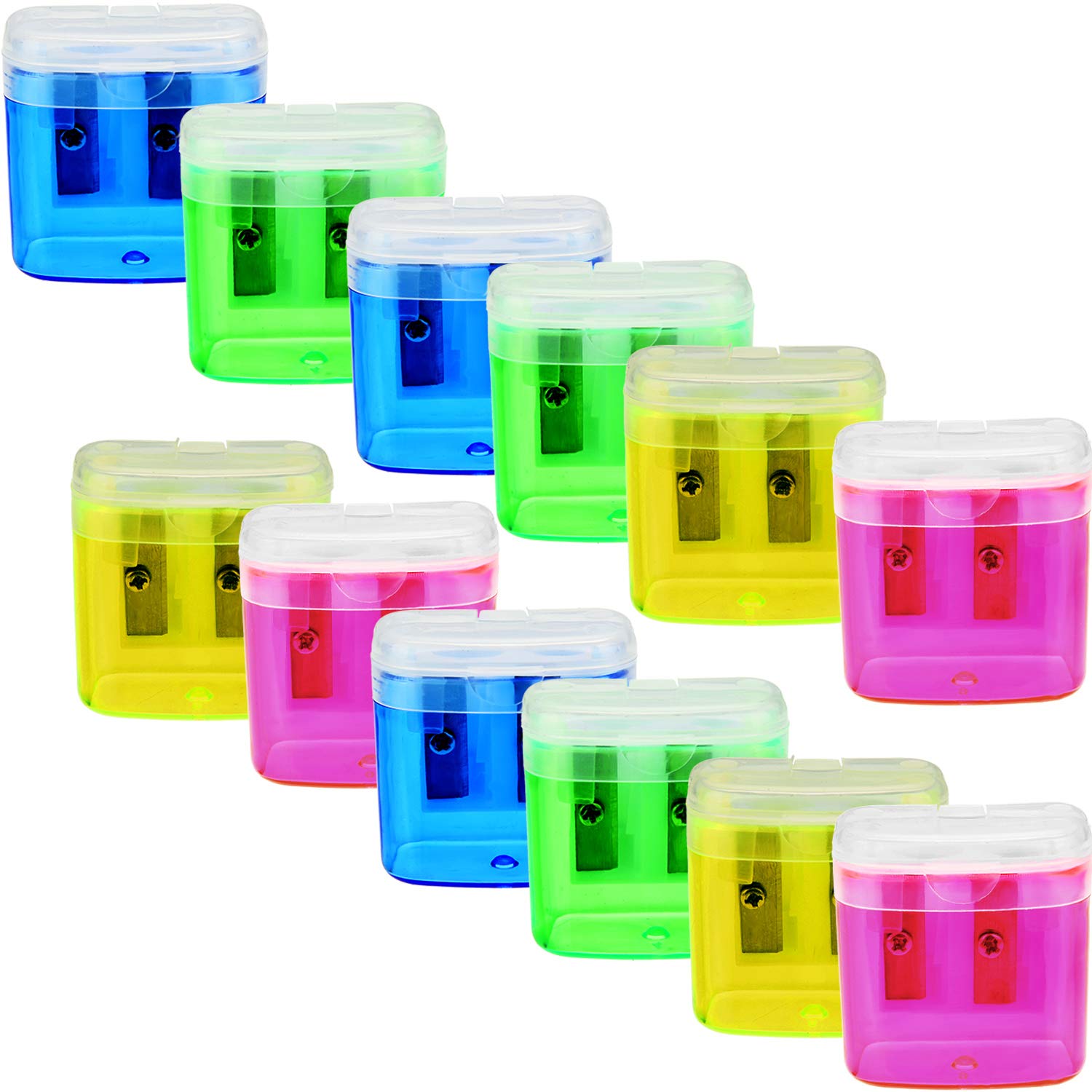 Dual Hole Pencil Sharpener Manual Pencil Sharpeners with Lid for School Home Office Using?12 Pieces?