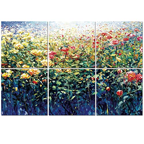 EGINO 6 Pack Art Acoustic Panel 72“x48”inch Acoustical wall panel Better than foam Decorative Sound Absorbing Panel for walls Studio Acoustic Treatment Soundproof wall panel (Flower)