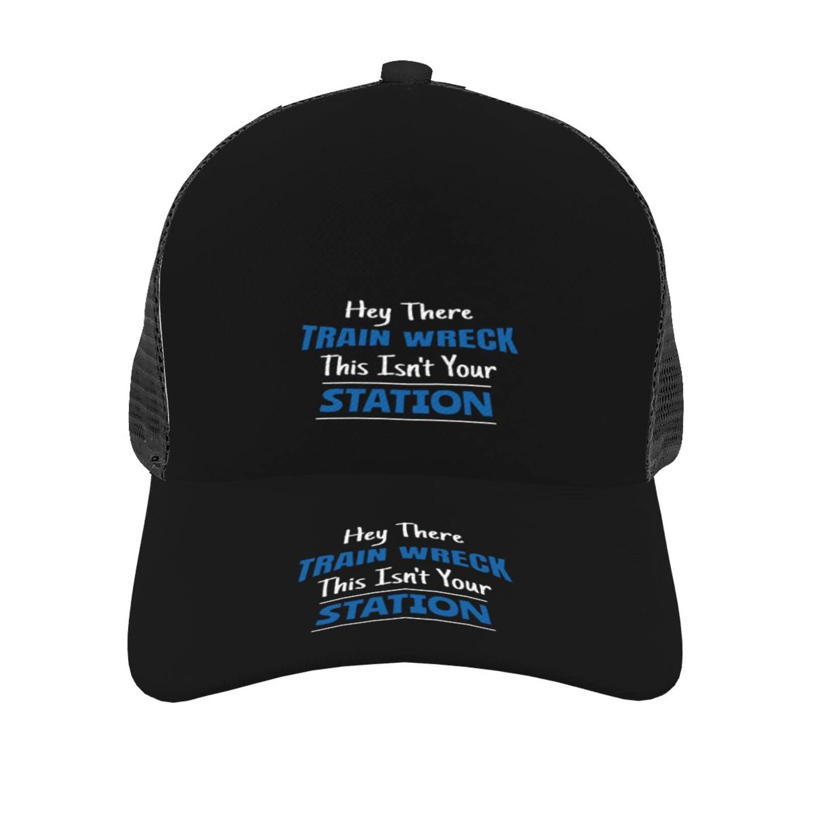 Hey There Train Wreck, This Isn't Your Station Men's and Women's Mesh Hat Baseball Hat Sandwich Hat All Seasons Black