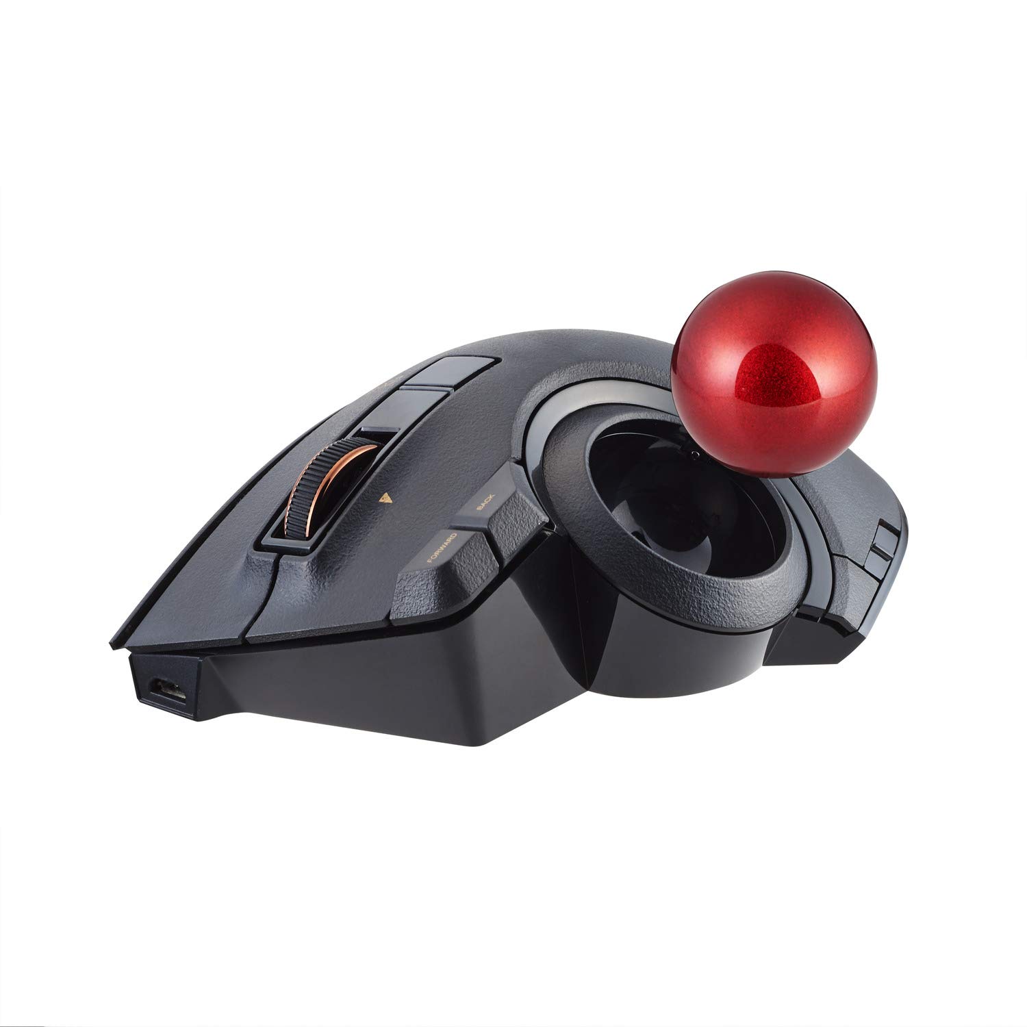 ELECOM EX-G Pro Trackball Mouse, Wired, Wireless, Bluetooth, Thumb Control, 8-Button Function, Ergonomic Design, Optical Gaming Sensor, Smooth Red Ball, Windows11, macOS (M-XPT1MRBK)