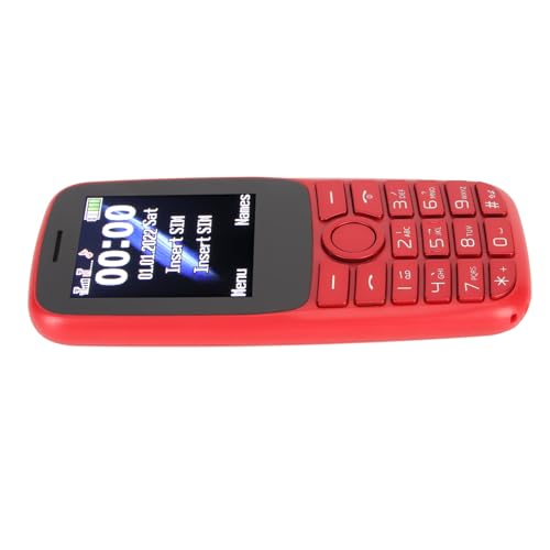 Elderly Mobile Phone, Large Button Mobile Phone LED Flashlight 1.77 Inch ABS LCD Dual Card Dual Standby (Red)