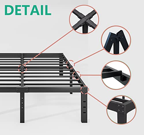 Sementa King-Bed-Frames 16 Inch High Heavy Duty-Platform-Mattress-Foundation - No Box Spring Needed,Storage Underneath,Easy Assembly,Noise Free,Black
