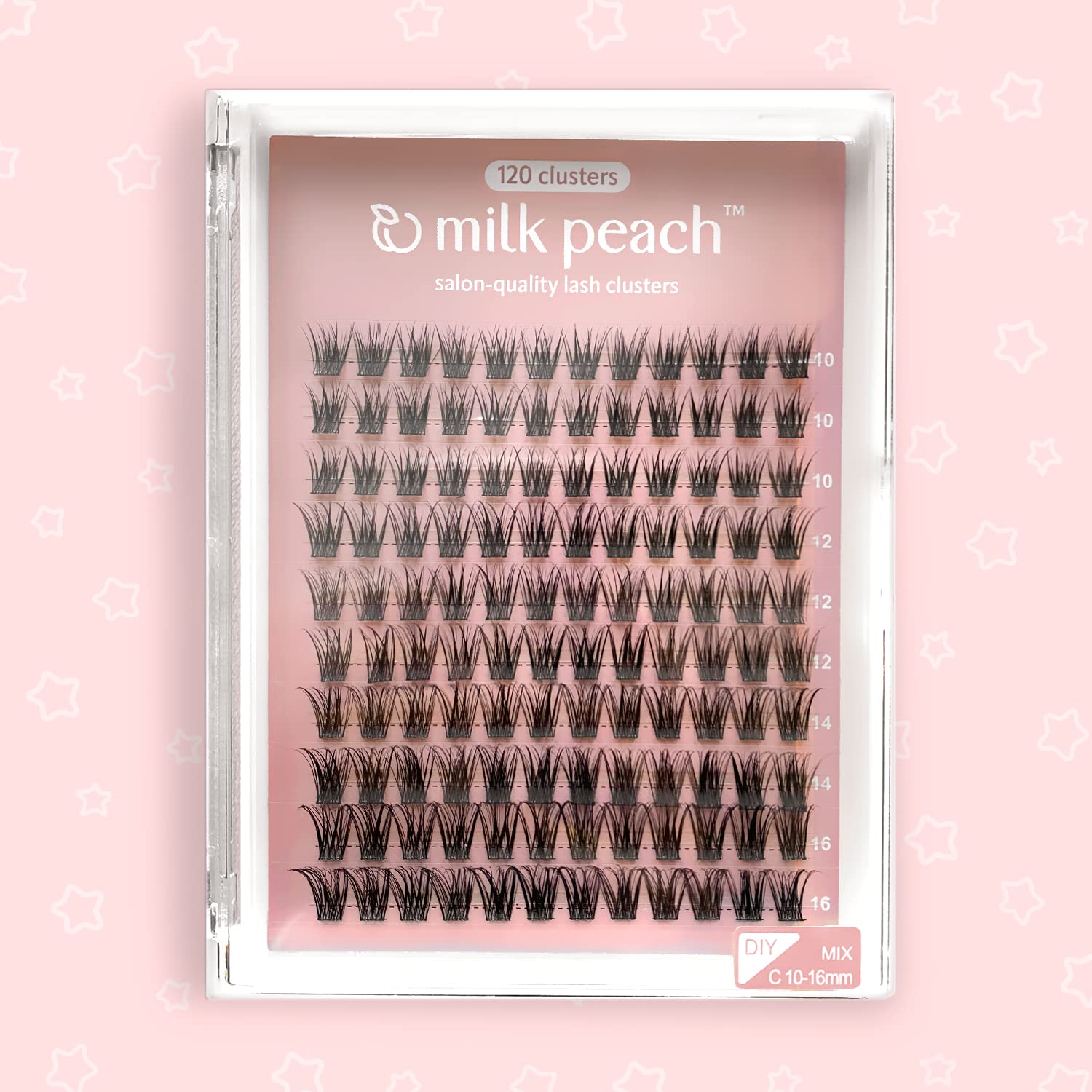 Lash Clusters At-Home Lash Extensions / 10-16mm C-Curl Natural Glam / 120 Clusters/Ultra Thin Band/milk peach™ / Segment Individual Cluster Lashes Soft Fluffy/DIY Salon-Quality Volume