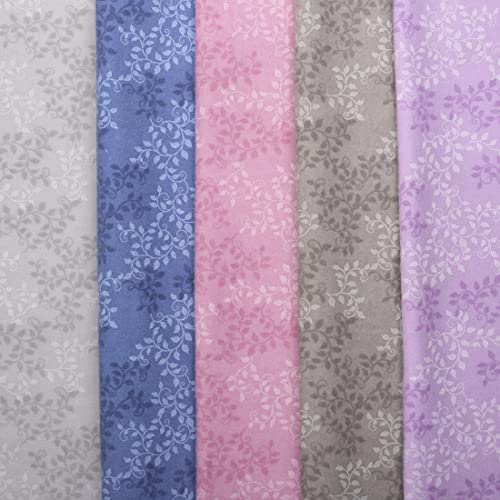 Mook Fabrics Flannel Leaves, Vapor Blue