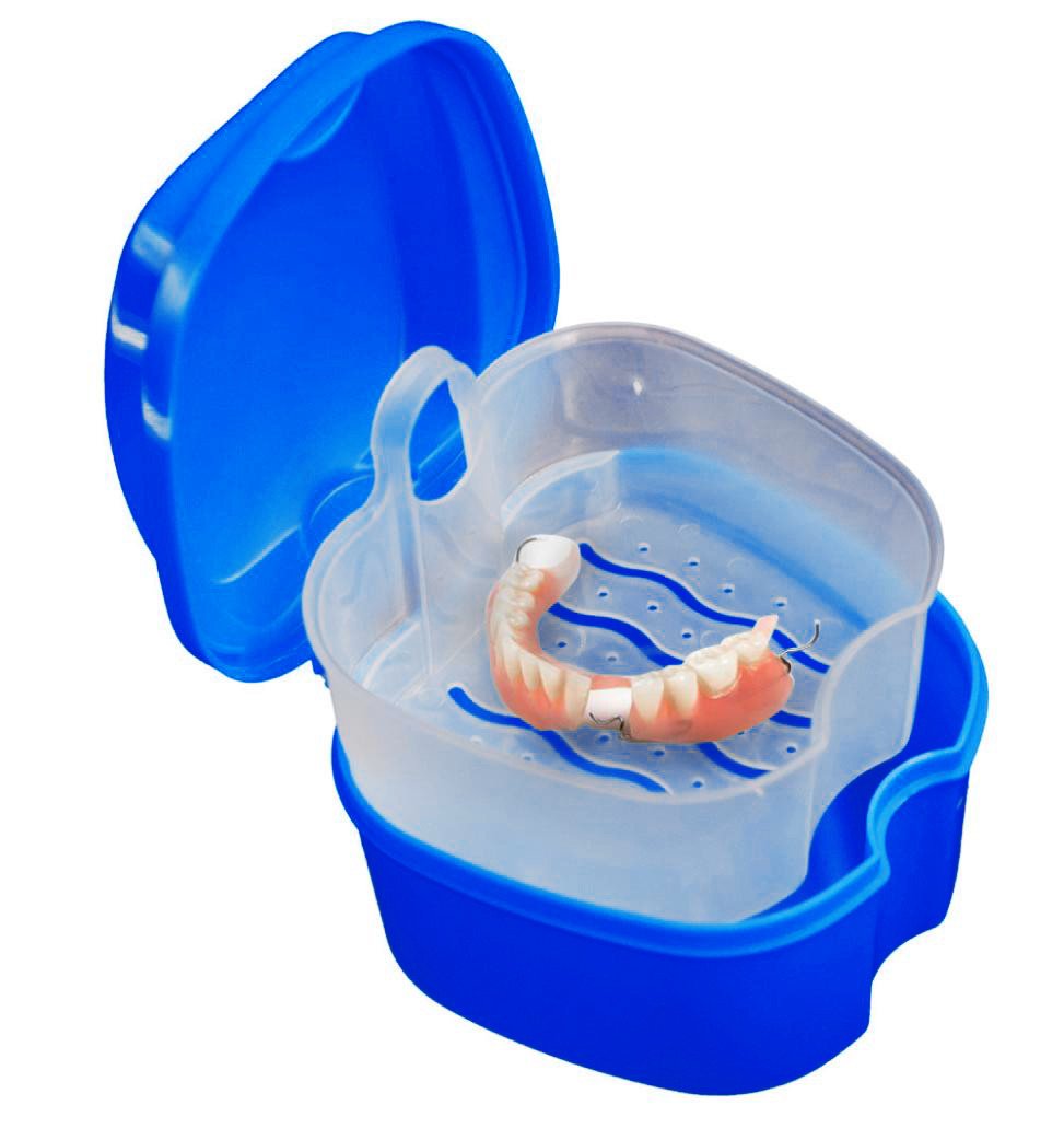 leucogenys Teeth Denture Case Bath Net False Container Box with Storage Box Hanging Other Small Craft Table (Dark Blue, One Size)