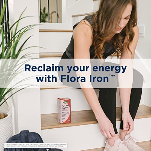 Flora Iron with B-Vitamin Complex - Helps Maintain Healthy Iron Levels - Non-Constipating, Highly Absorbable - Vitamin-B & Liquid Iron - Vegan Supplement - Yeast & Gluten Free, 7.7-oz. Glass Bottle