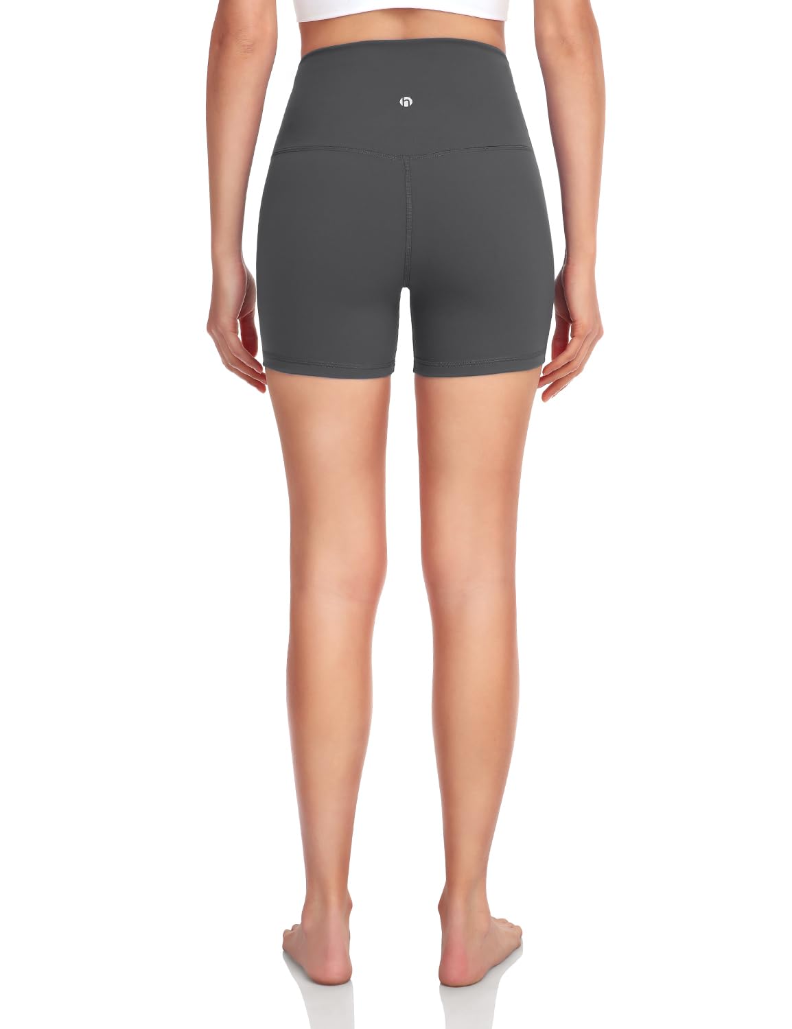 HeyNuts Women's Buttery Soft Biker Shorts Spandex Workout Shorts Running Cycling Athletic Daily 4'' Graphite Grey S(4/6)