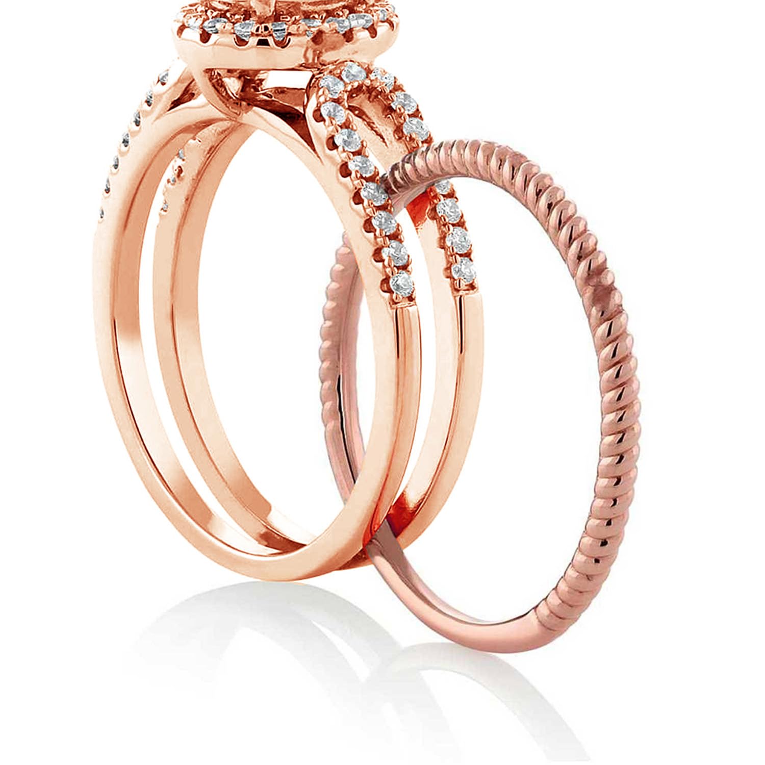 Gem Stone King 18K Rose Gold Plated Silver Peach Morganite Stackable Ring For Women (1.27 Cttw, Oval 7X5MM, Gemstone Birthstone, Available In Size 5, 6, 7, 8, 9)