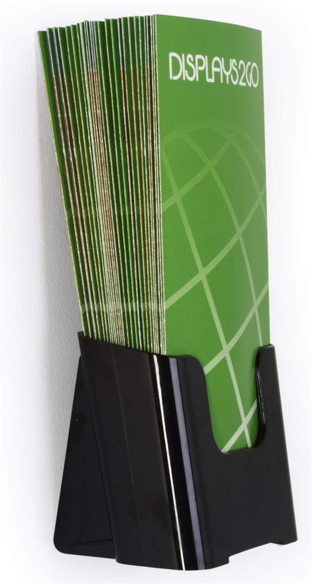 Displays2go Plastic Brochure Stand, Single Pocket, Counter or Wall Mount, Plastic – Black (LDTK40BLK)