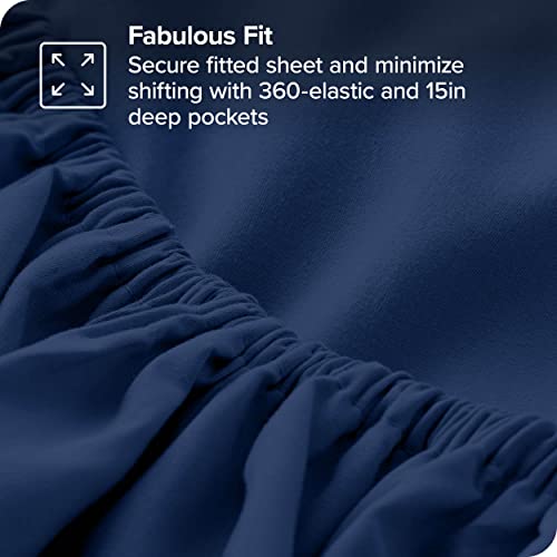 Queen Sheet Set - 6 Piece Set - Hotel Luxury Bed Sheets - Ultra Soft - Deep Pockets - Easy Fit - Cooling & Breathable Sheets - Wrinkle Resistant - Cozy - Dark Blue - Queen Sheets - 6 PC