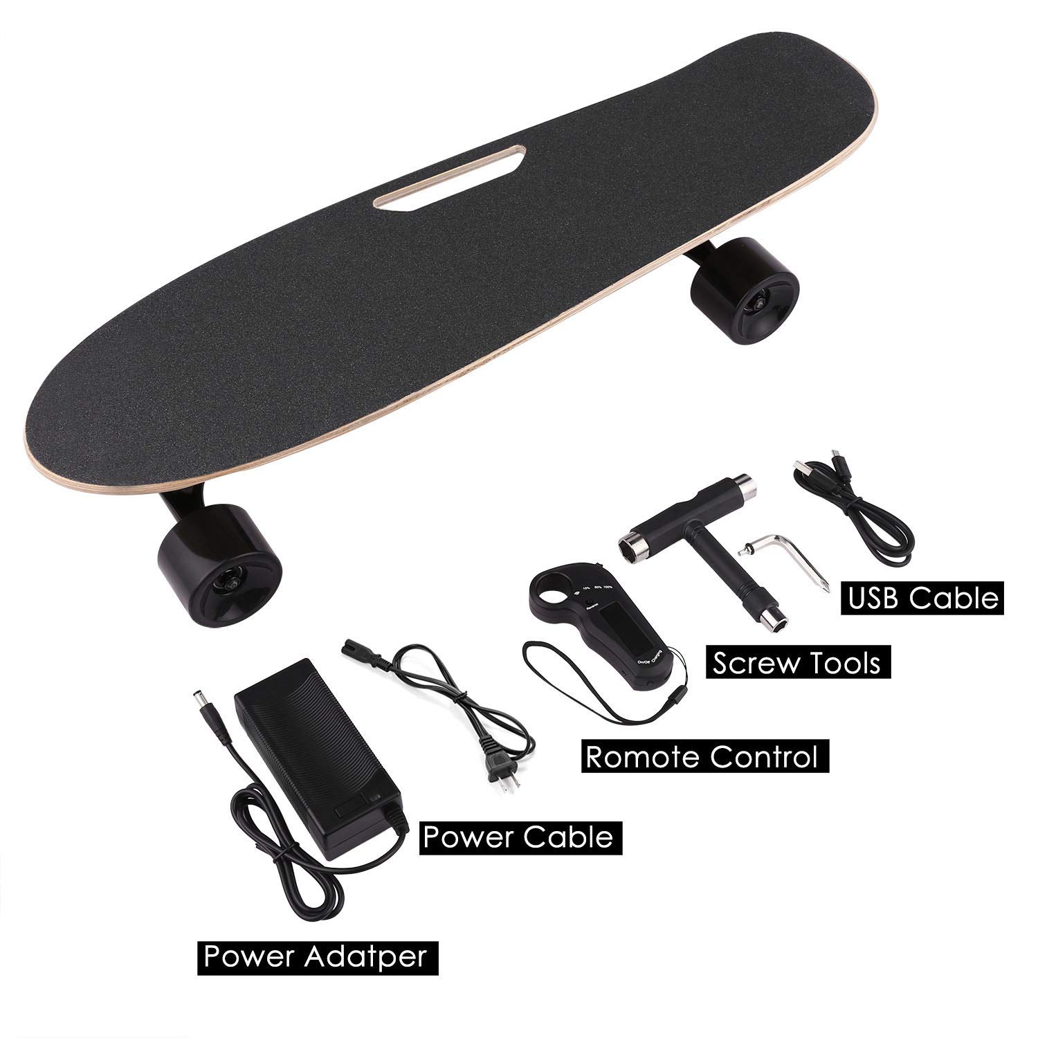 Electric Skateboard with Remote Control for Adults, 7 Layers Maple Longboard, 12 MPH Top Speed, 10 Miles Range (US Stock)