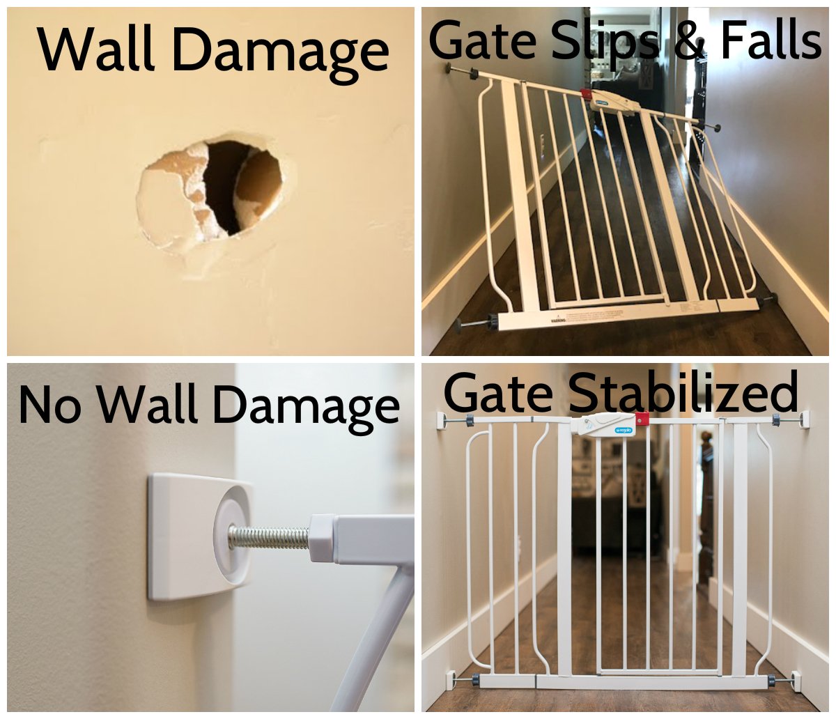 Wall Nanny - Dog Gate Wall Protector (Made in USA) Protects Walls and Doorways from Pet Gates - for Pressure Mounted Indoor Safety Baby Gates (4 Pack)
