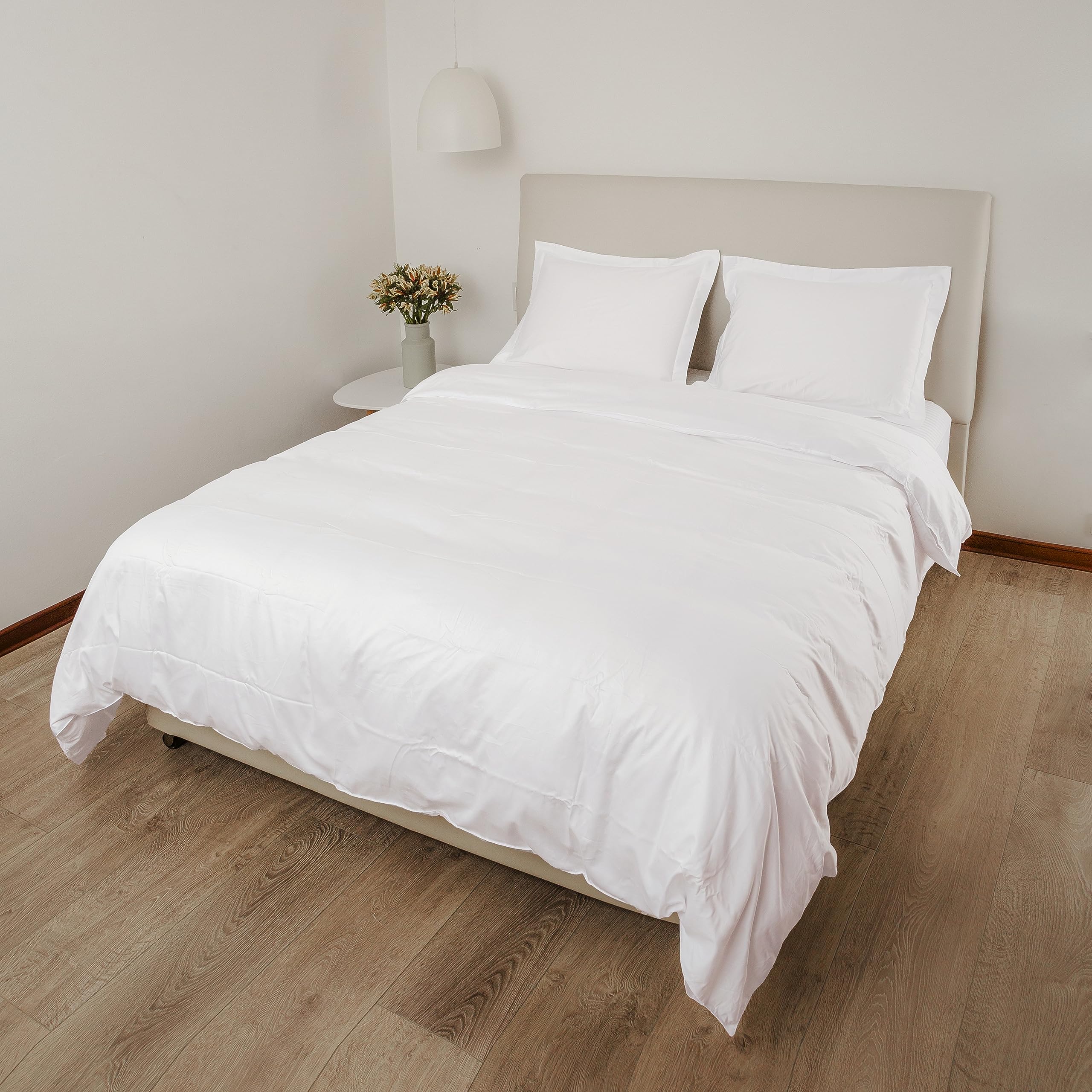 Peru Pima, Duvet Cover Set with 3 Pieces, 415 Thread Count, Percale, 100% Peruvian Pima Cotton, Full/Queen Size, White Solid Color