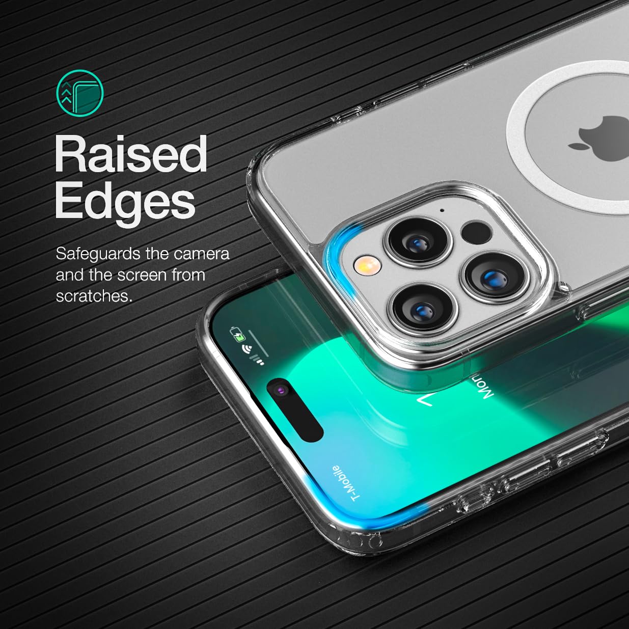 ENCASED Clear Case with Magnetic Wallet Designed for iPhone 15 Pro Case with Card Holder (Compatible with MagSafe) Clear