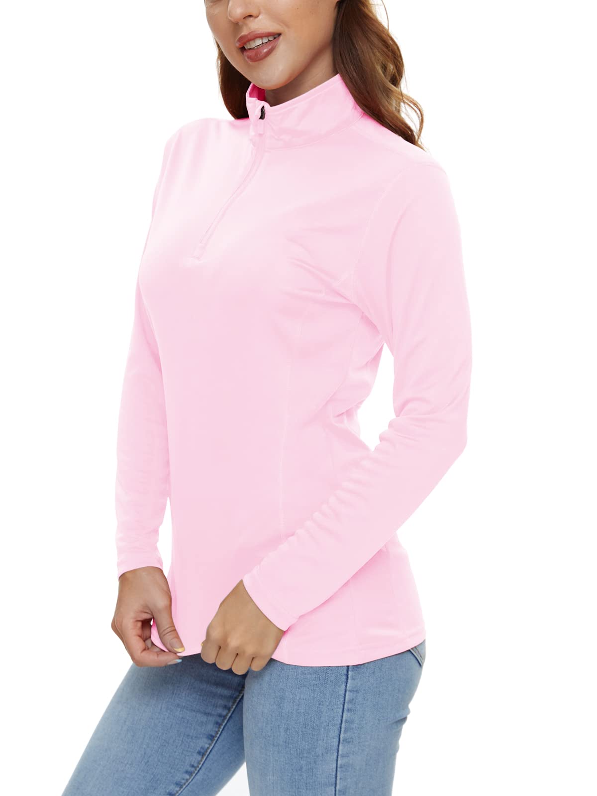 EKLENTSON Womens Sweatshirt Comfy Fit Essentials Beach Performance Tops Outwear Pink