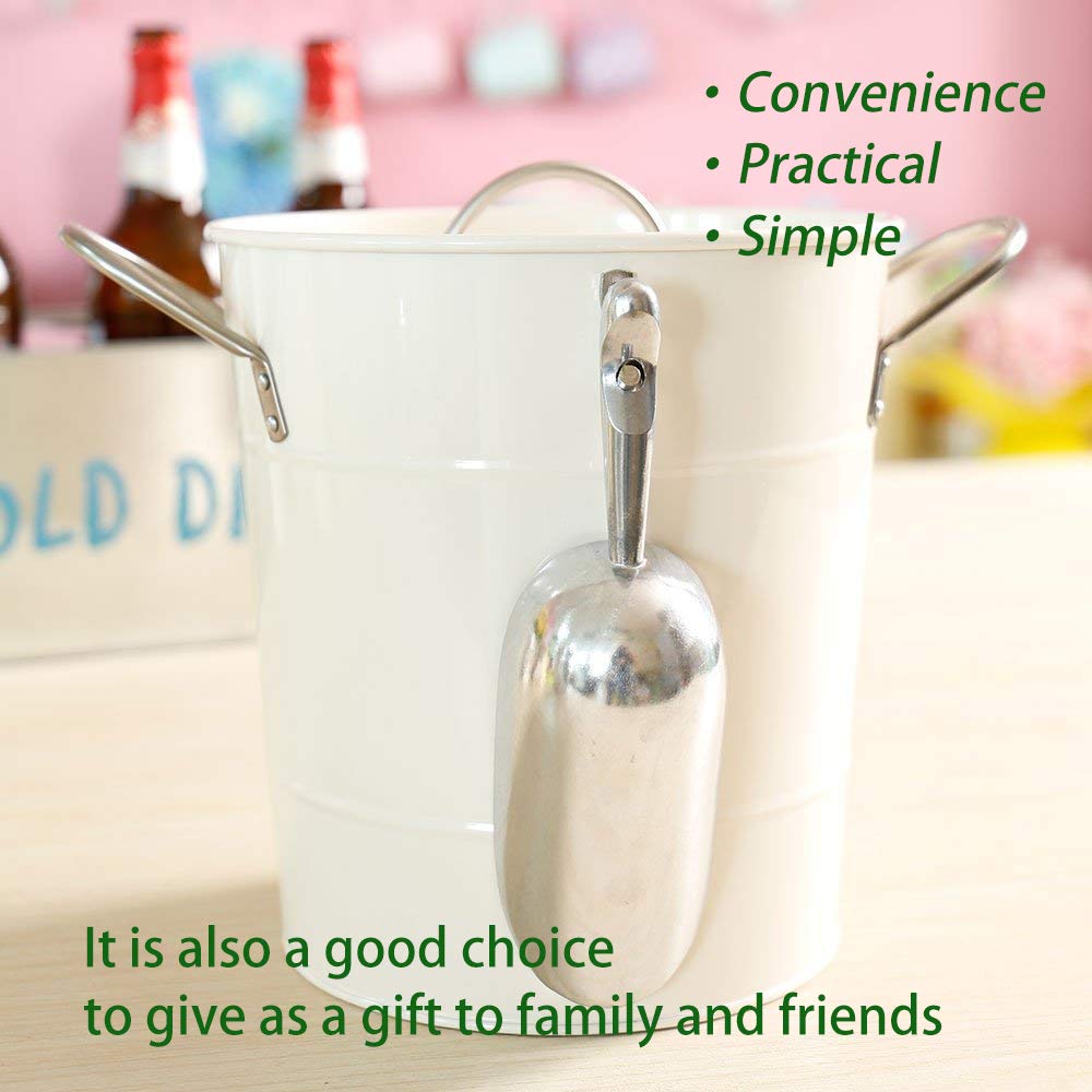 Home by Jackie Inc T586 Cream 4L Metal Double Walled Ice Bucket Set with Lid and Scoop