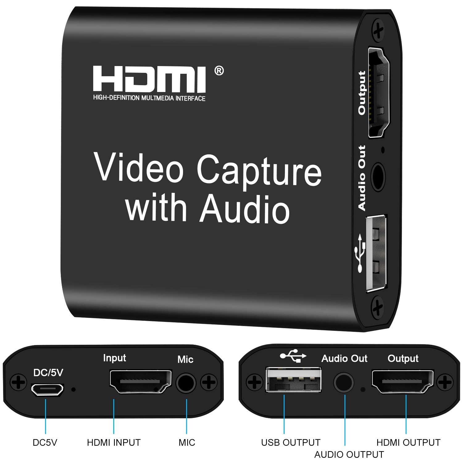 DIGITNOW Video Capture Card 4K HDMI Video Capture Device with Loop Out, Full HD 1080P Game Capture Video Recorder for Live Streaming, Broadcasting or Video Conference