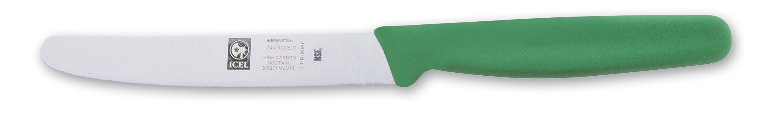 ICEL 4.25 Inch Straight Round Edge, High Carbon German Stainless Steel Razor Sharp Blade, Super Grip, Green Handle