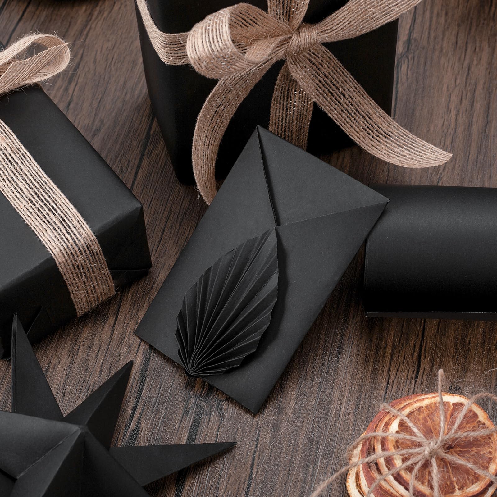MIMUTI Black Kraft Wrapping Paper - Solid Color Wrapping Paper Perfect for DIY Making, Wedding, Birthday, Christmas, Kids Art Kraft Projects - 17 Inches x 33 Feet