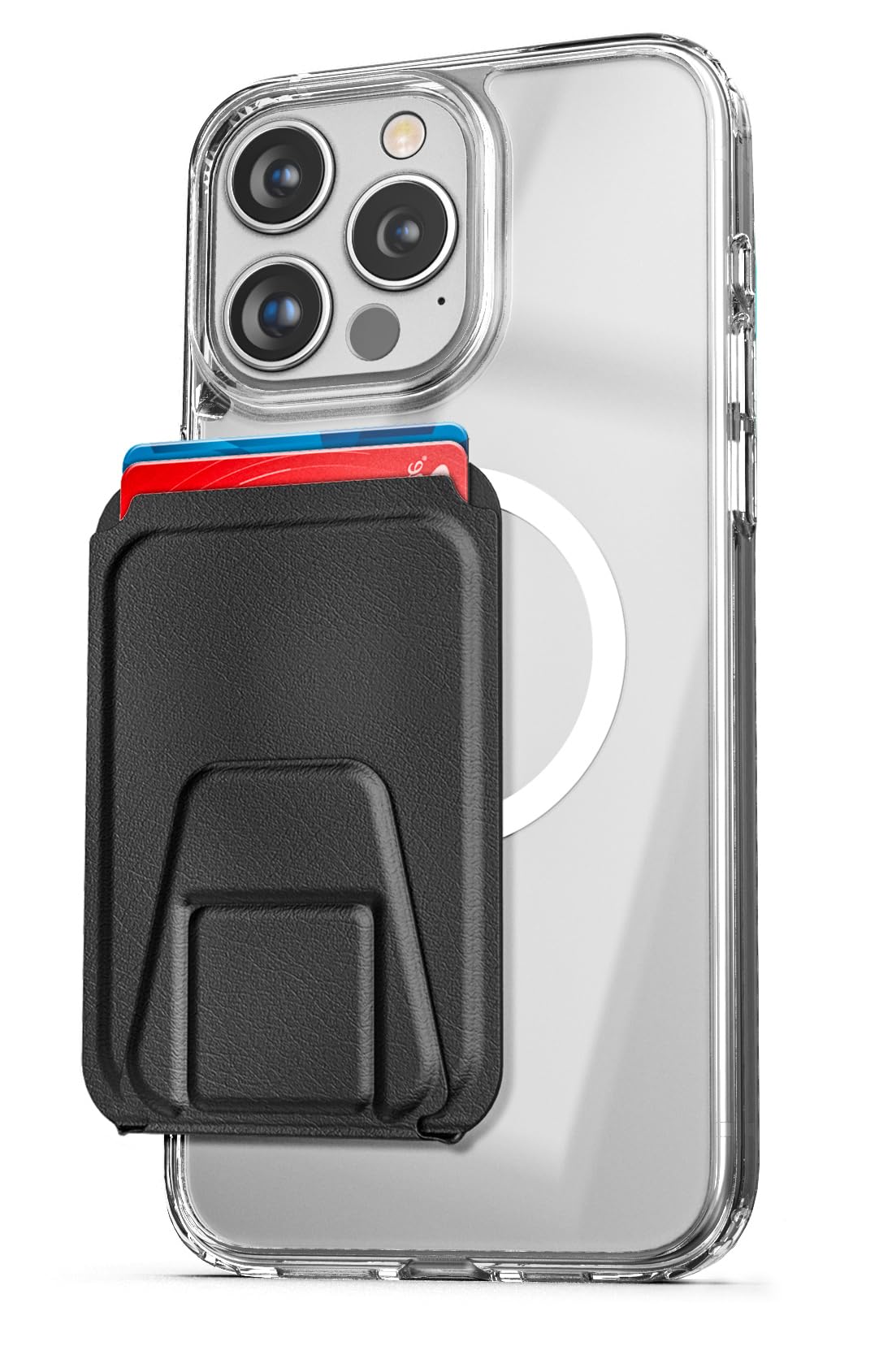ENCASED Clear Case with Magnetic Wallet Designed for iPhone 15 Pro Case with Card Holder (Compatible with MagSafe) Clear