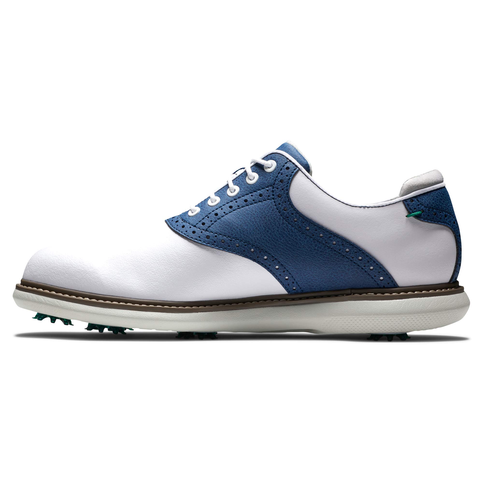 FootJoy Men's Traditions Previous Season Style Golf Shoe, White/Light Navy, 10
