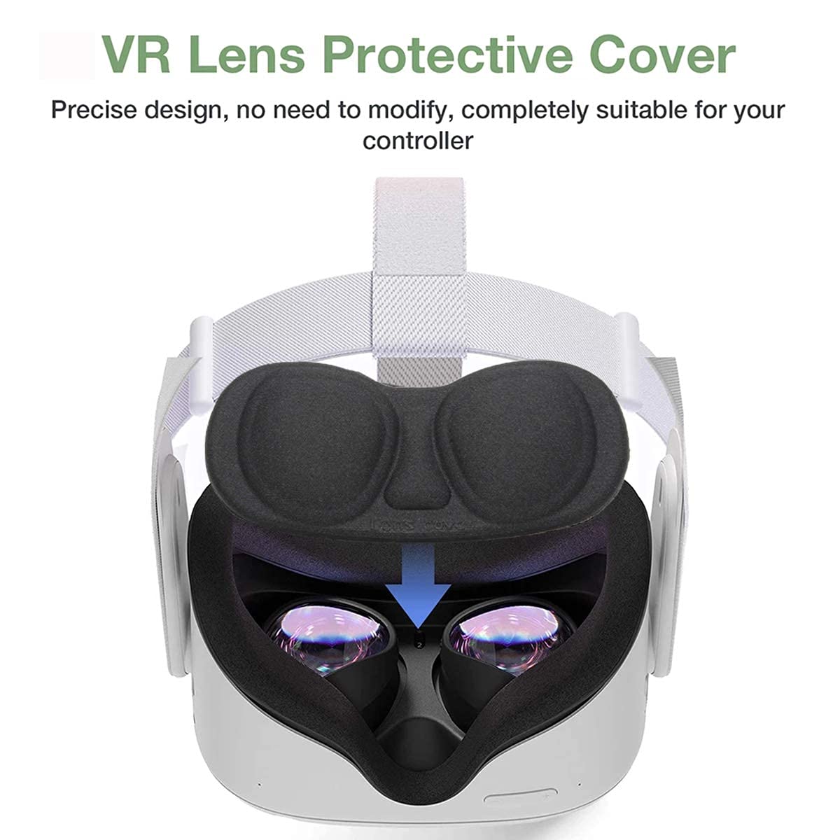 for Oculus Quest 2 Accessories, VR Silicone Touch Controller Grip Cover & Face Cover for Quest 2, Protective Lens Cover, Sweatproof Protective Sleeve Kit with Adjustable Wrist Knuckle Strap (Blue)