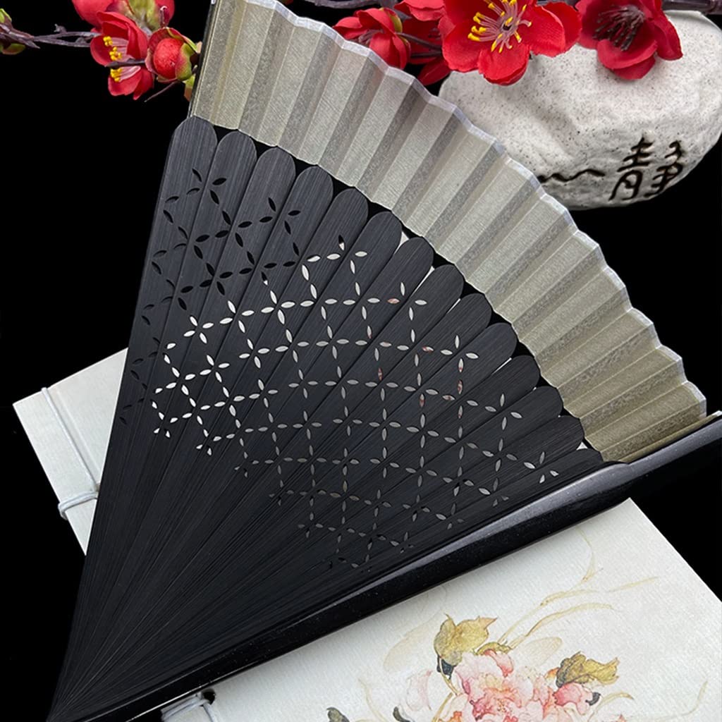 Fan Folding Fan Ancient Style Hanfu Cheongsam Easy to Open and Close Dance Fan Solid Color Summer Folding Female Fan (Color : Brown)