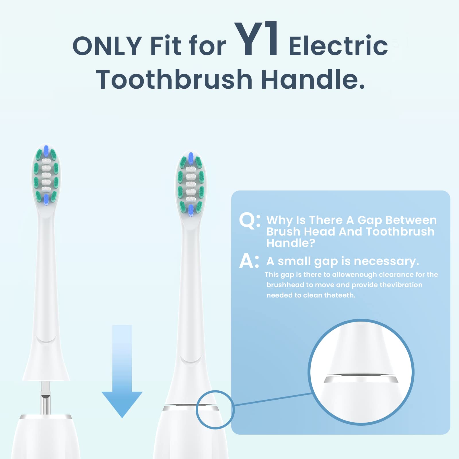 LAUMUGE Replacement Toothbrush Brush Heads Compatible with White-Y1 Electric Toothbrush, Soft Dupont Bristle Replaceable Heads, 4 Packs