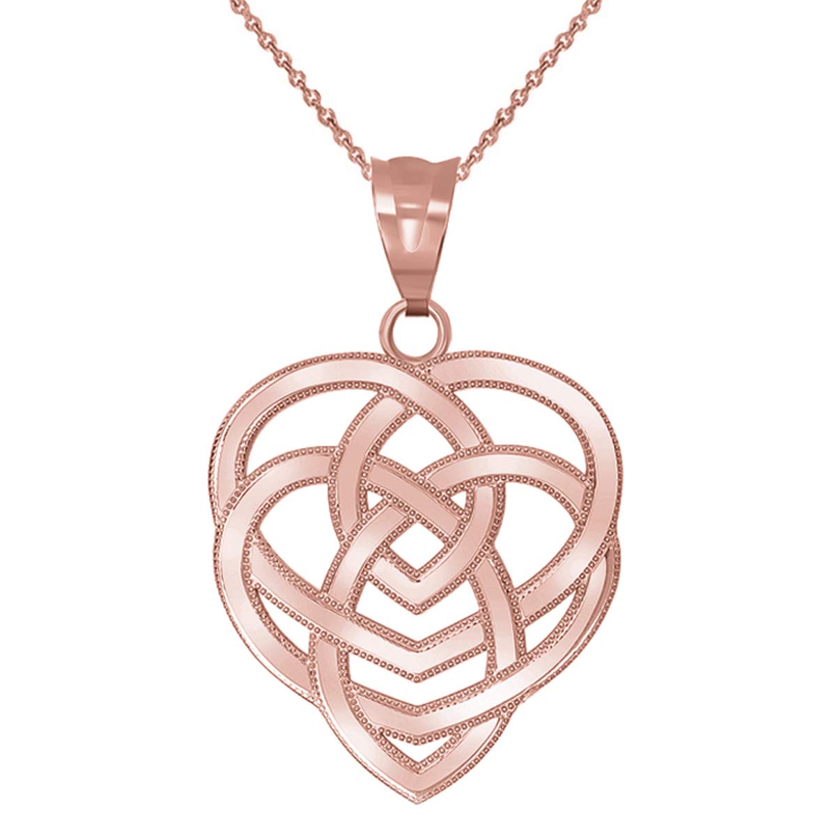 Elegant 10k Rose Gold Celtic Motherhood Knot Pendant Necklace, 22"