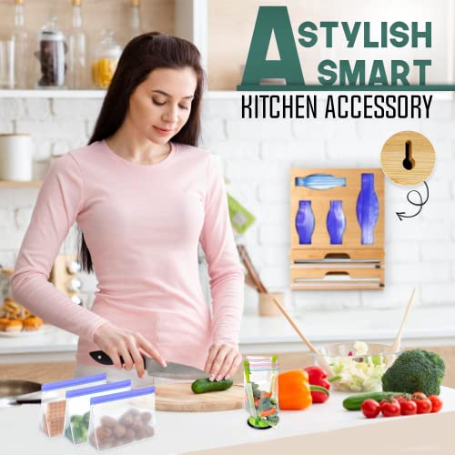 TRENDYYA 6in1 Ziplock Bag Organizer for Drawer and Wall, Baggie Organizer for Drawer & Foil and Plastic Wrap Organizer For Gallon,Quart,Snack,Sandwich Bag & Wrap Rolls of 12.5"
