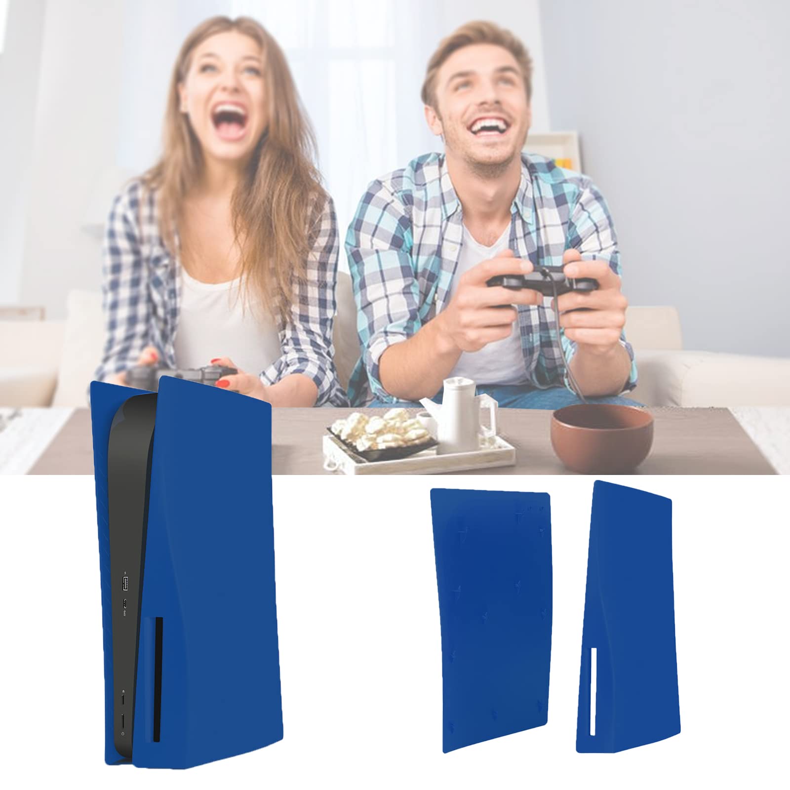 Faceplates Compatible with PS5 Console, PS5 Face Plates Dust Cover Console Skins,ABS Anti-Scratch Dustproof Cover Replacement Shell Plates,Disc Edition (Blue)