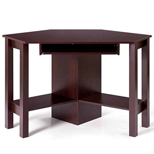 MJWDP Wooden Corner Desk with Drawers Computer Computer Desk Study Home Office Writing Study Desk