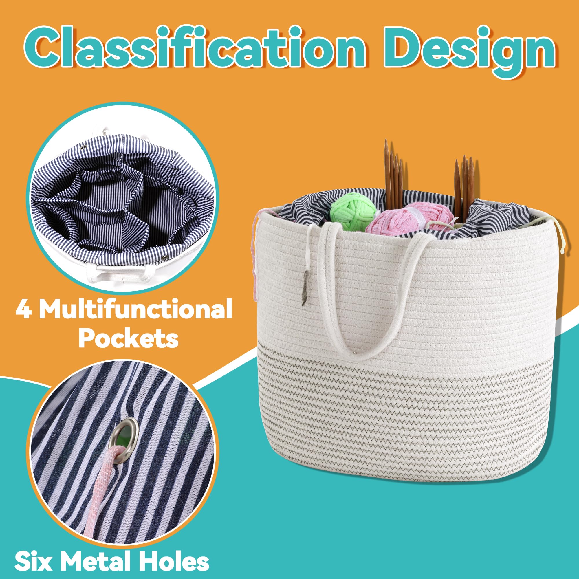 MABOZOO Crochet Bag Organizer,Large Capacity Yarn Storage Bag for Carrying Crochet Accessories,Holding Yarn,Portable Travel Knitting Bag for Crochet Lovers(15.7 * 10.6)
