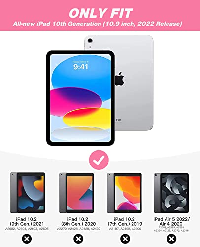 ZryXal New iPad 10th Generation Case 10.9 Inch 2022 with Pencil Holder, Smart iPad Case with Soft TPU Back [Support Auto Wake/Sleep] (Watermelon)