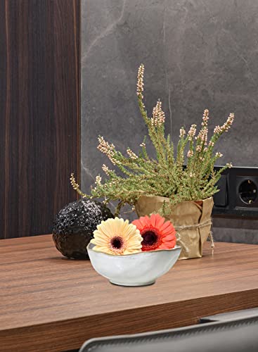 Serene Spaces Living Large Free-Form Edge Glazed Ceramic Bowl, Centerpiece for Vintage Weddings, Events, Measures 6" Long, 5.5" Wide, 2.75" Tall