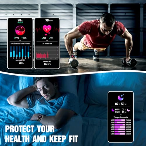 Military Smart Watch for Men with Flashlight(Bluetooth Call/Answer), 1.45β Rugged Tactical Smartwatch for Sleep Heart Rate Pedometer, Outdoor Fitness Tracker Compatible with Android iPhone Black