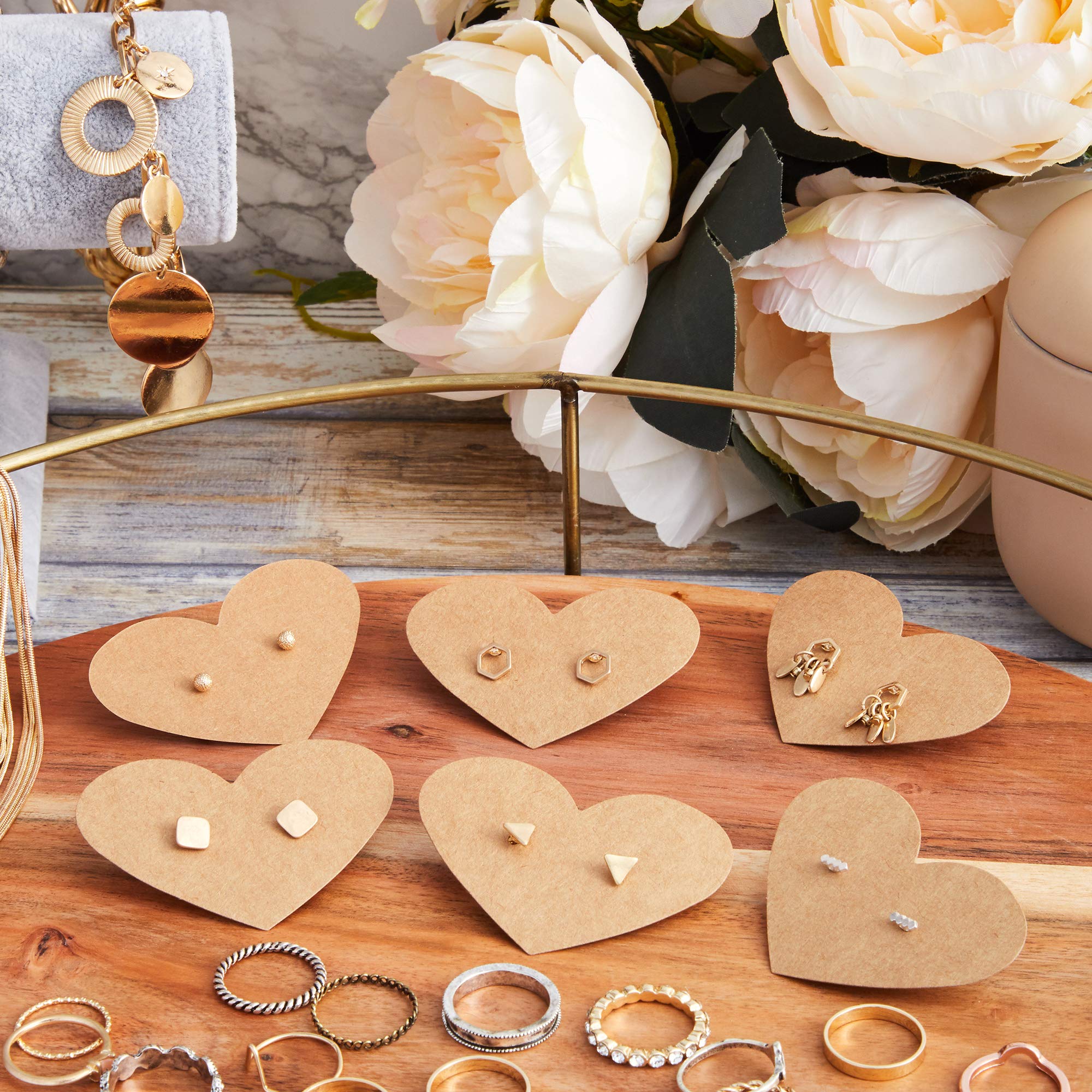 Earring Display Cards, Heart Shaped for Gifts, Retail, Valentine's Gifts (2.5 x 1.7 in, 300 Pack)