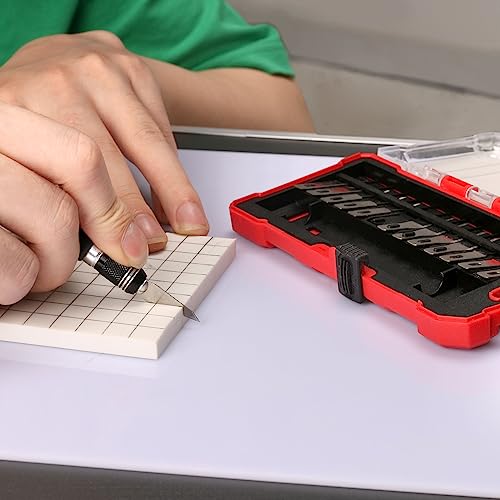 HAUTMEC 14 in 1 Hobby Knife Craft Knife Set SK5 for DIY Art Work Cutting - 1 Handles and 13 Spare Blades with Storage Case for Craft, Hobby, Carving, Art Modeling and Scrapbooking HT0109-HK
